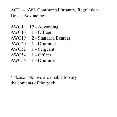 ACP1 Continental Infantry Regulation Dress, Advancing (24 Figures ...
