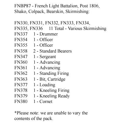 FNBP87 French Light Post 1806 Shako, Colpack, Bearskin, Skirmishing (25 ...