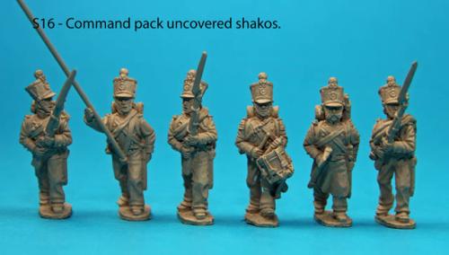 S16 - Command pack, uncovered shakos. | S16 (Calpe) | Calpe Miniatures