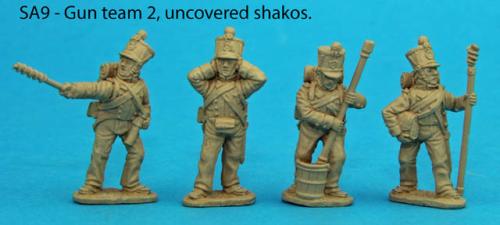 SA9 - Team 2 uncovered shakos | SA9 (Calpe) | Calpe Miniatures