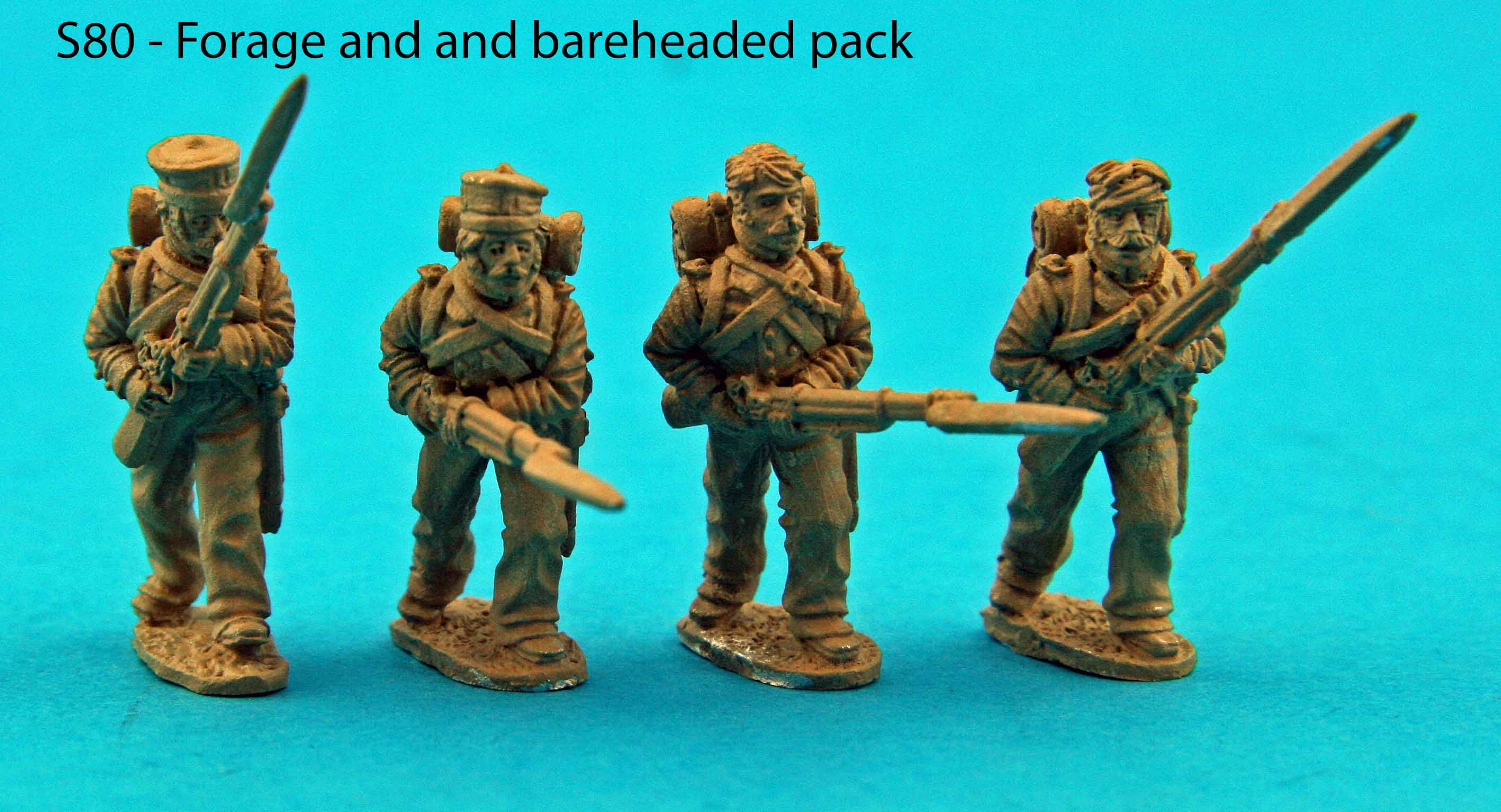 S80 - Saxon light infantry advancing. Bareheaded and forage cap pack ...